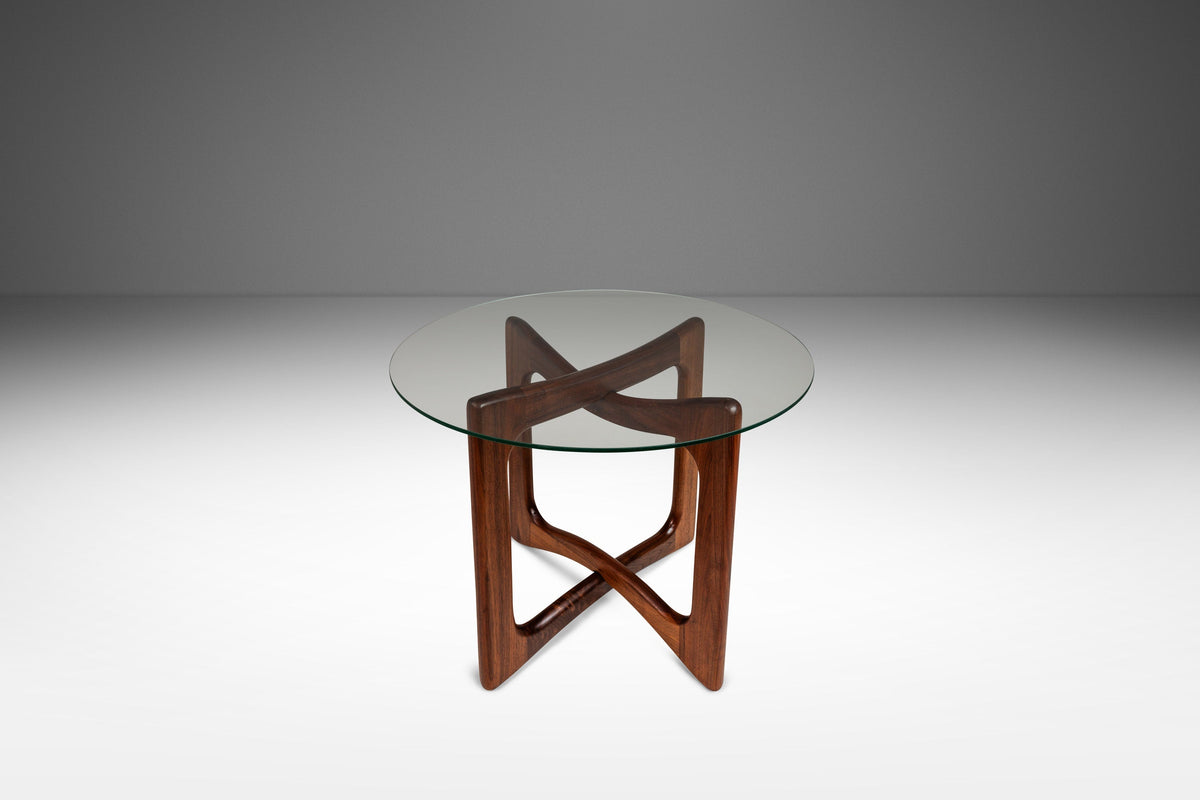 Mid-Century Modern Side / Accent Table in Walnut w/ Glass Top by Adria