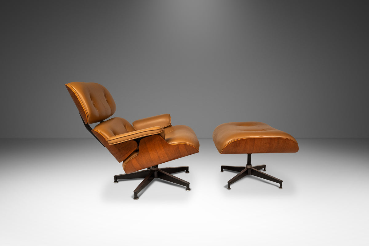 Authentic Eames Lounge Chair Model 670 and Ottoman Model 671 in Origin