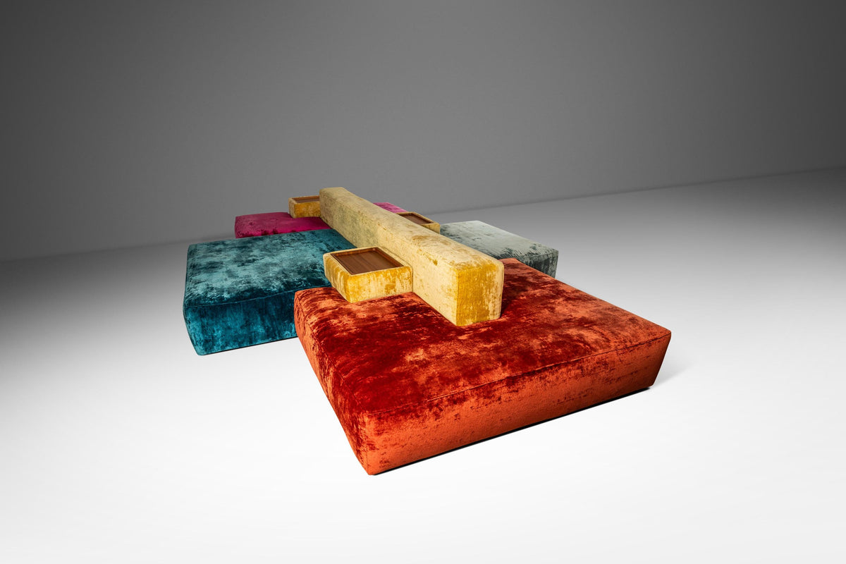 Expansive Mid-Century Italian Modern Modular Rainbow Double Sided Sofa