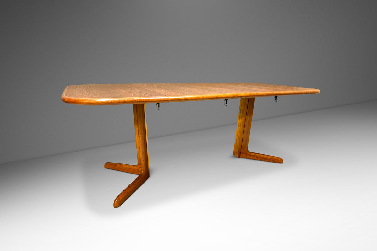 Mid-Century Danish Modern Extension Dining Table w/ Trestle Base & Uni