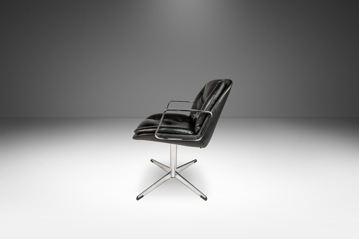 Mid-Century Modern High-Stance Office Chair in Chrome and Vinyl After