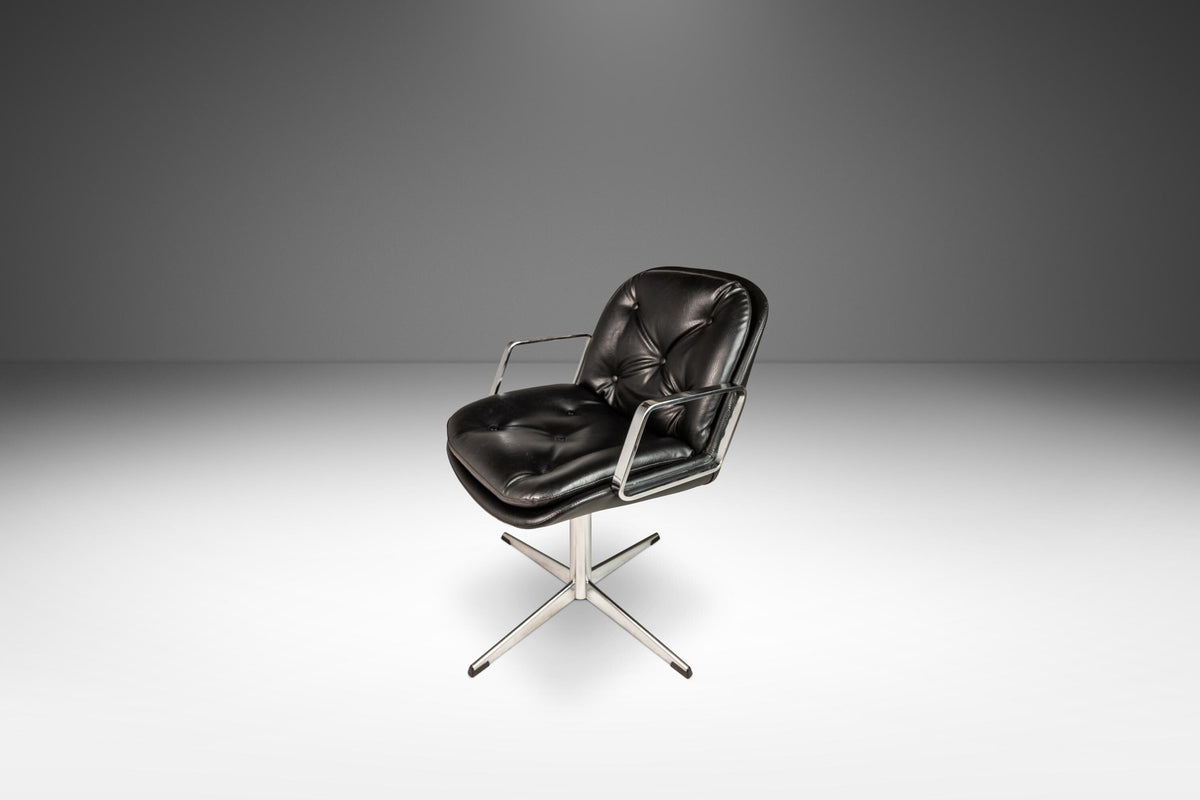 Mid-Century Modern High-Stance Office Chair in Chrome and Vinyl After