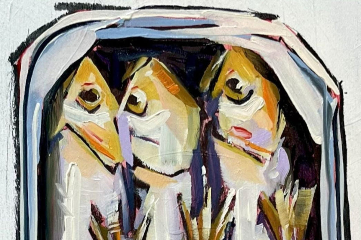 Sardines by James Mattison, 11x14, Oil on Wood Canvas, 2024