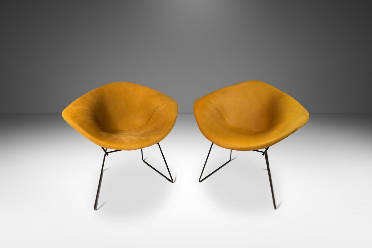 Set of Two (2) Mid-Century Modern "Diamond" Chairs in Leather by Harry