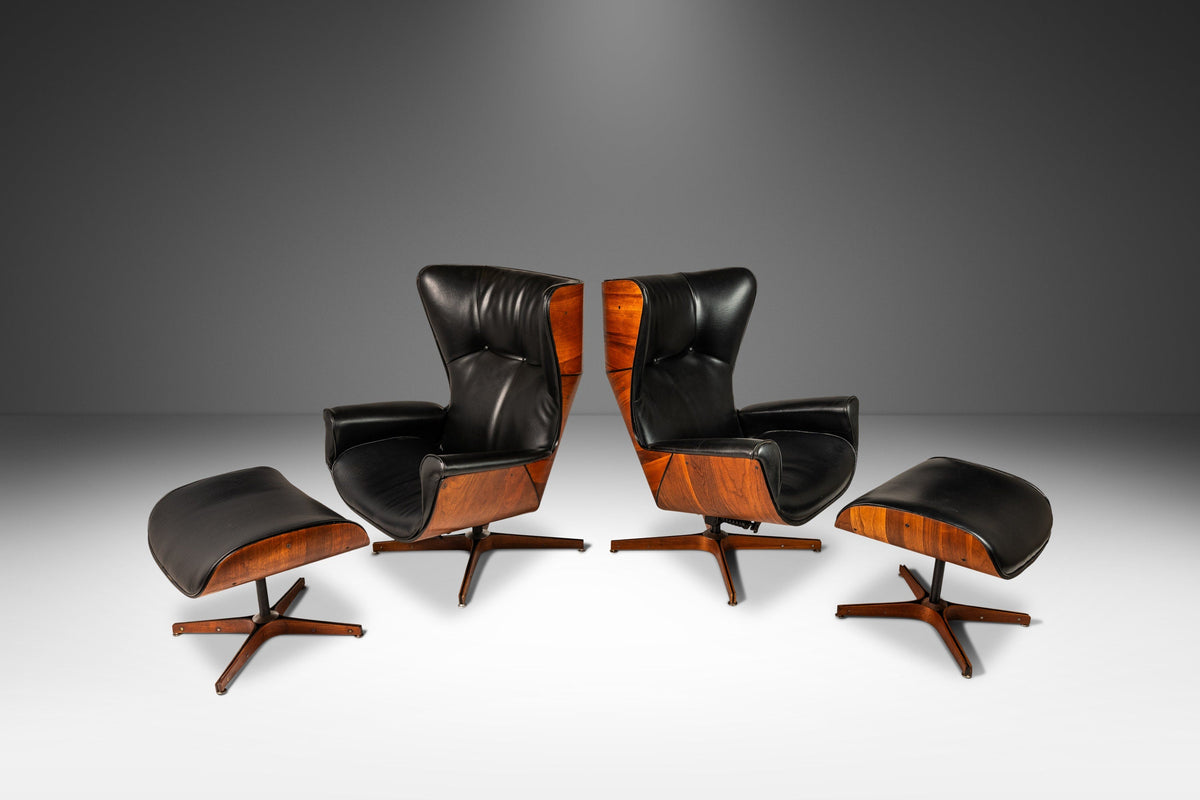 Set of Two (2) Rare MCM "Mr. Chair" Wingback Lounge Chairs w/ Matching