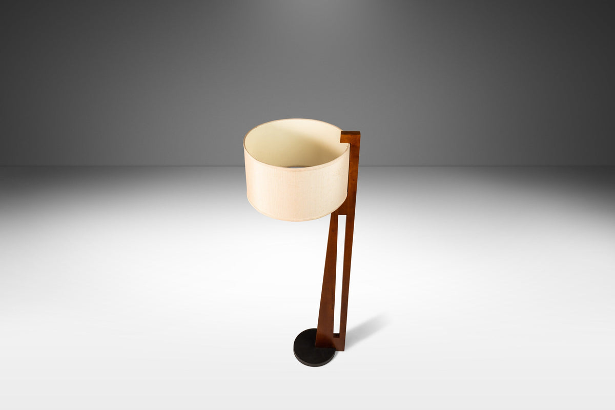 Set of Two (2) Scandinavian Modern Architectural Floor Lamps in Teak A