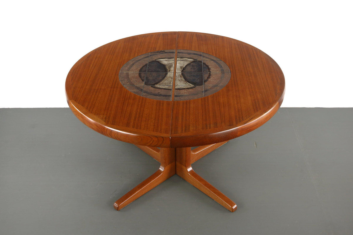 Danish Modern Teak Dining Table by Gangso Mobler with Tile Inlay