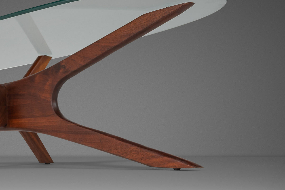 Mid Century Modern Elongated Model 893-TGO "Jacks" Coffee Table in Wal