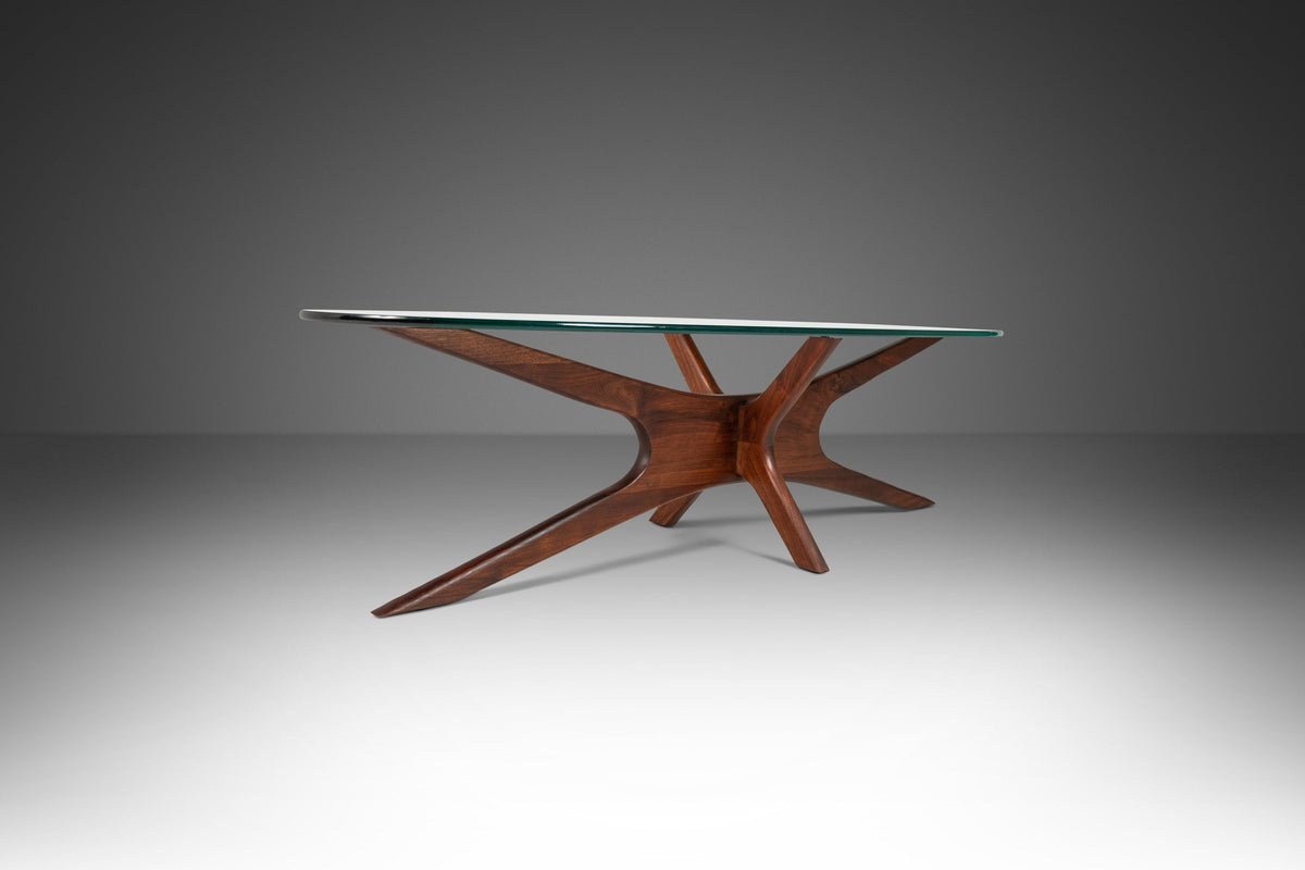 Mid Century Modern Elongated Model 893-TGO "Jacks" Coffee Table in Wal