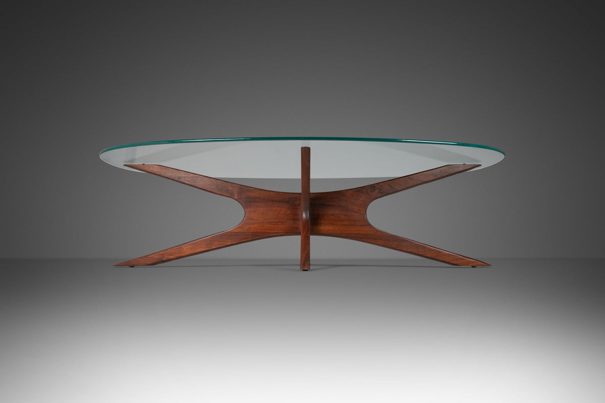 Mid Century Modern Elongated Model 893-TGO "Jacks" Coffee Table in Wal