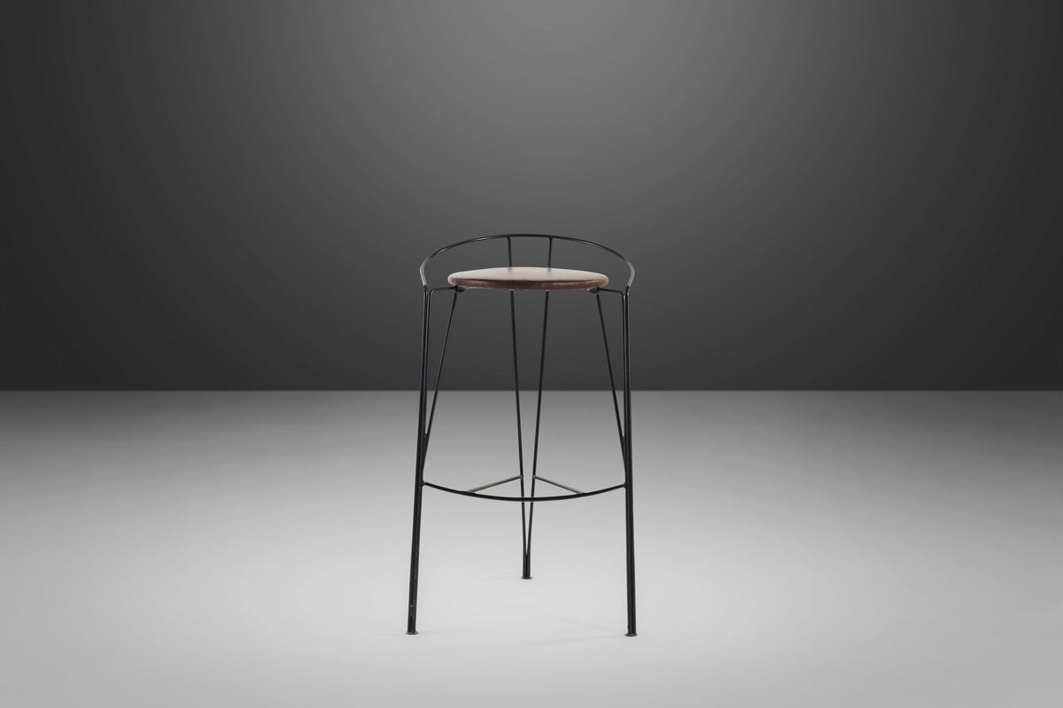 Set of Three (3) Post Modern "Silver Moon" Bar Stools w/ New Leather S