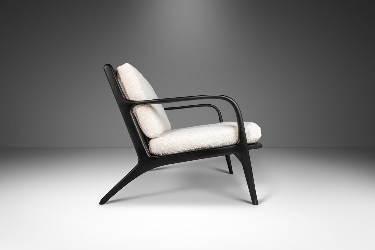 Set of Two ( 2 ) Ebonized Model 2315-C Lounge Chairs in Bouclé by Adri