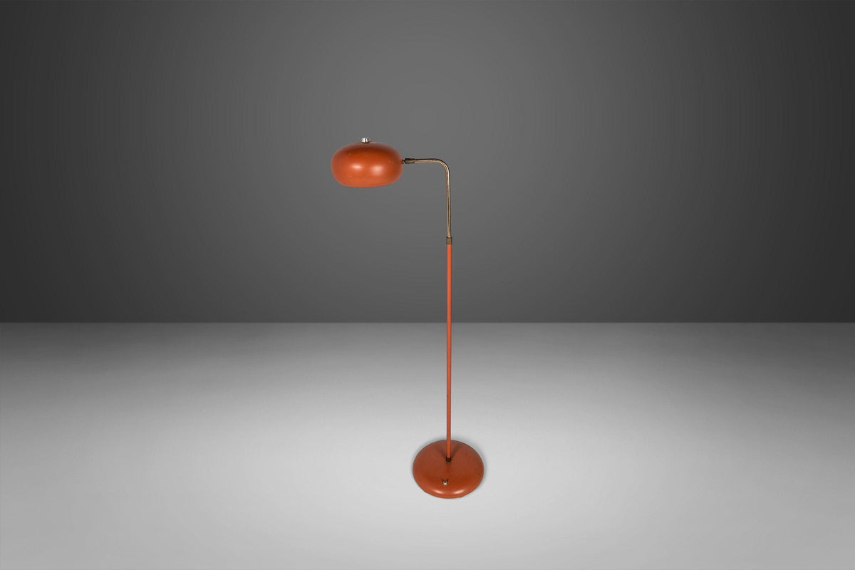 Vintage Atomic Clover Lamp Company Floor Lamp in Original Coral Paint,